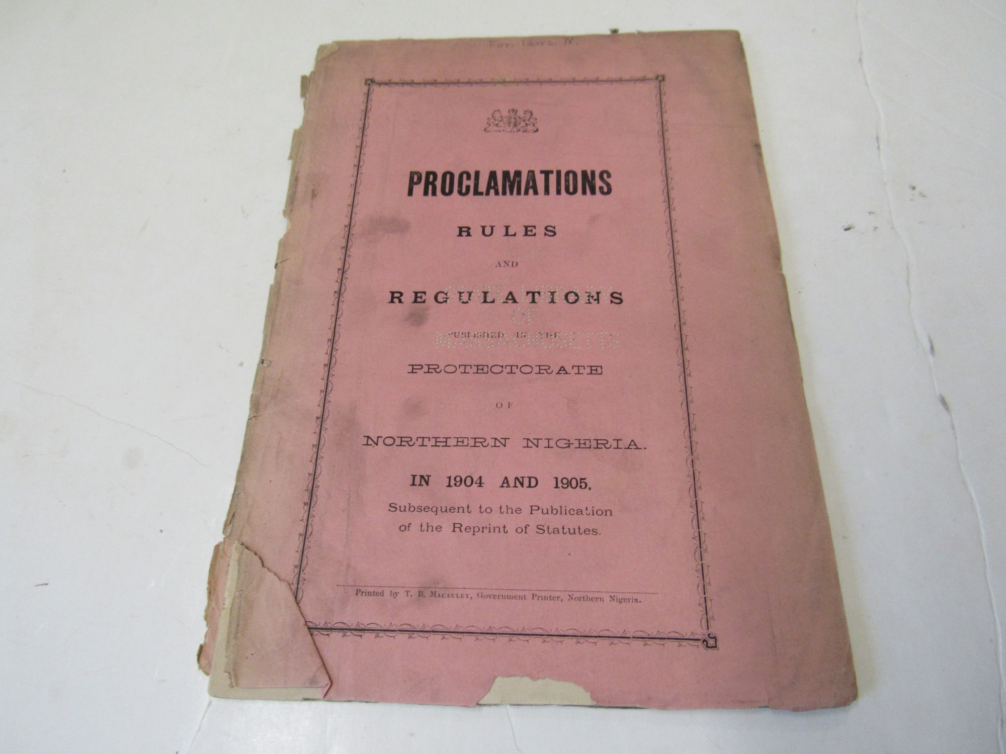 Proclamations, Rules and Regulations Published by the Protectorate of ...